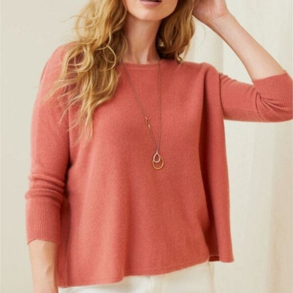 Garnet Hill | Sweaters | Garnet Hill Coral Cashmere 34 Sleeve Sweater S ...